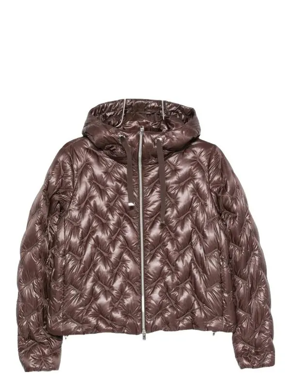 Herno Quilted Cotton Jacket With Drawstring Hood - Brown