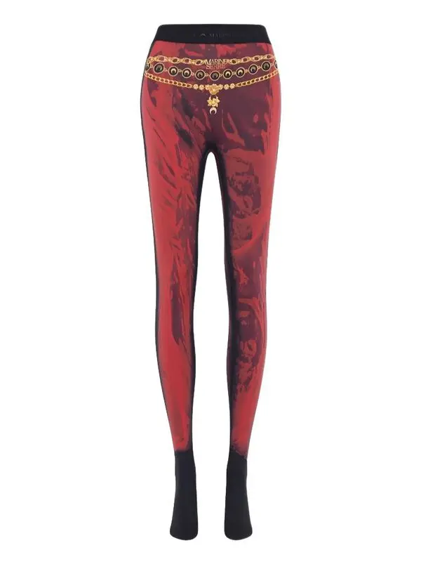 MARINE SERRE Printed Jersey Leggings - Red