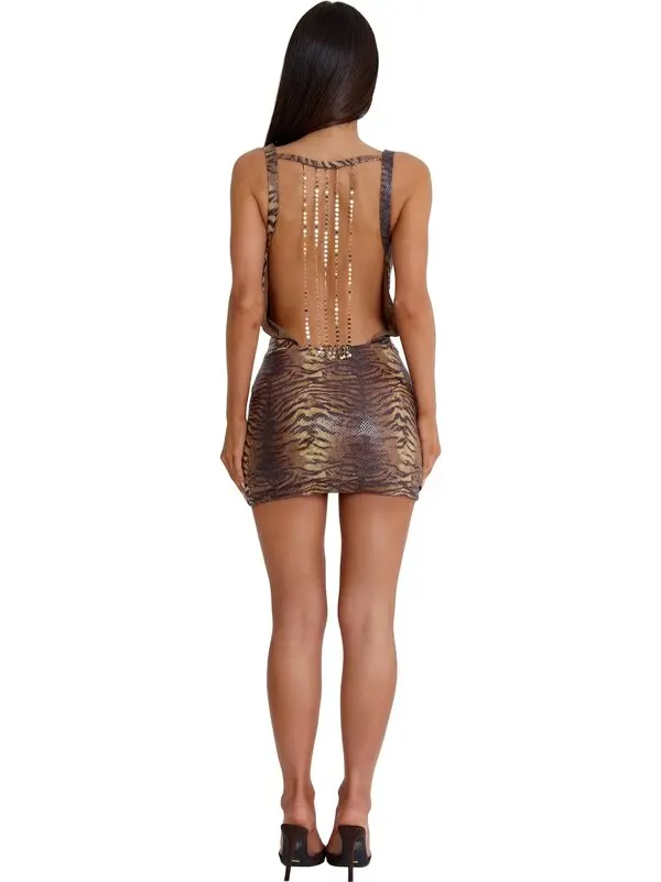 OUTCAST Ashtin Mini Dress In Tiger - Print