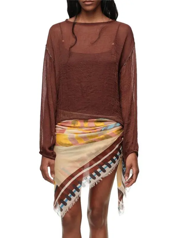 Bimba Y Lola Boxy Sweater With Metallic Bead Embellishment - Brown