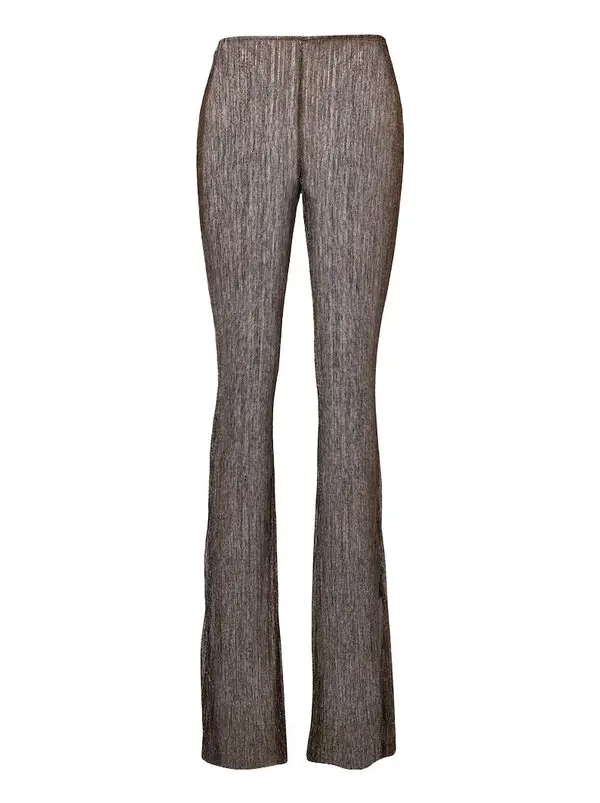 CALA DE LA CRUZ Metallic Flared Pants - Brown