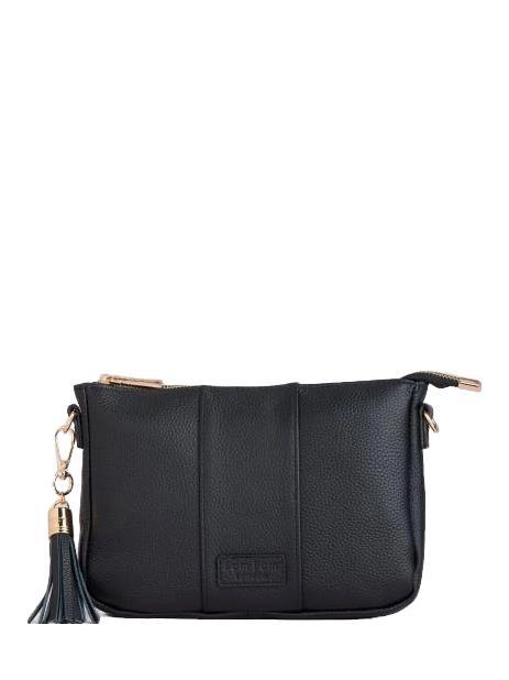 POM POM LONDON City Slim Crossbody Bag - Black