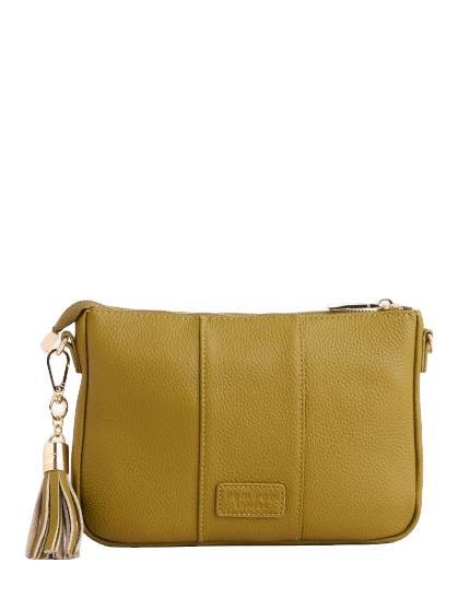 POM POM LONDON City Slim Crossbody Bag - Olive Green