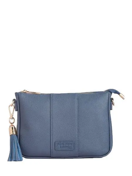 POM POM LONDON City Slim Crossbody Bag - Slate Blue