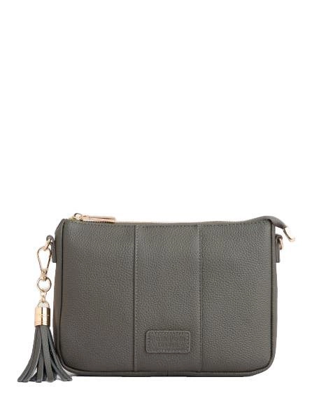 POM POM LONDON City Slim Crossbody Bag - Volcano Grey
