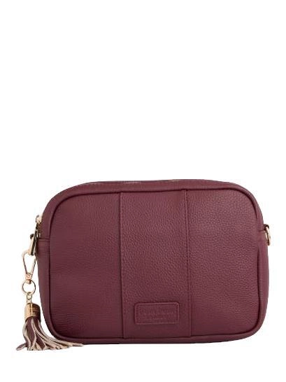 POM POM LONDON City Duo Crossbody Bag - Dark Maroon