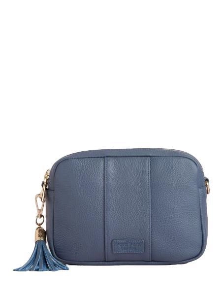 POM POM LONDON City Duo Crossbody Bag - Slate Blue