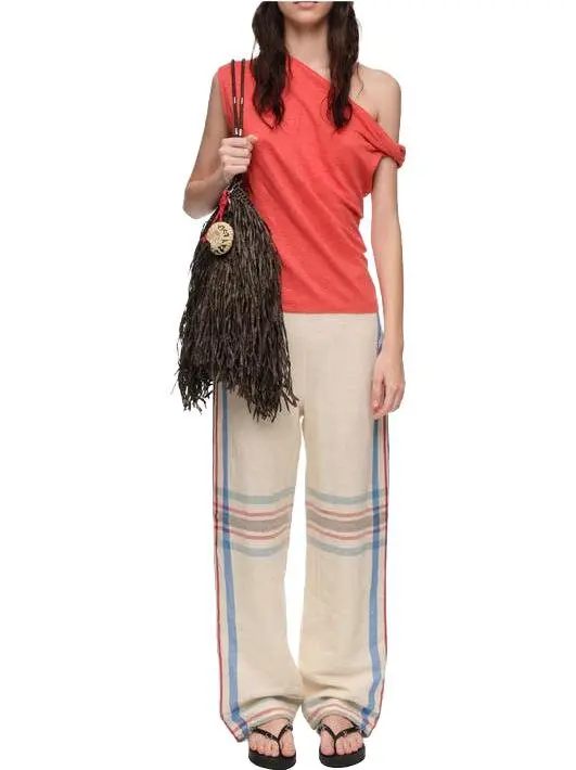Bimba Y Lola Linen Knot-neckline Top - Coral