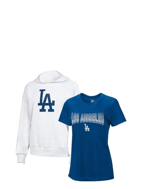 G-III 4HER BY CARL BANKS Los Angeles Dodgers T-shirt And Hoodie Combo Pack - Royal