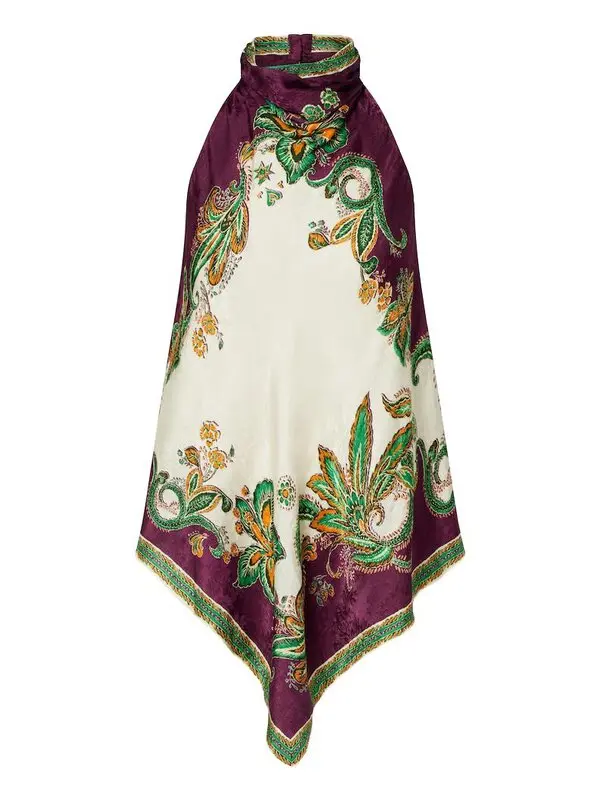 ALEMAIS Ruthie Floral Halterneck Top - Purple
