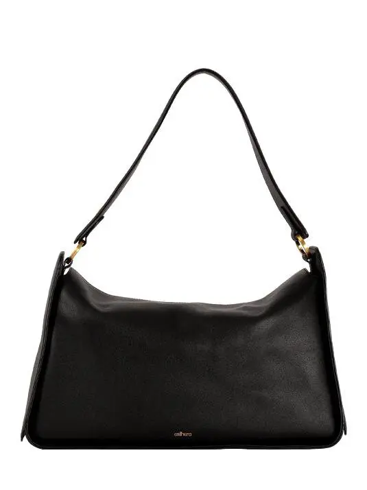 ESTHERA 10am Maxi Leather Shoulder Bag - Black
