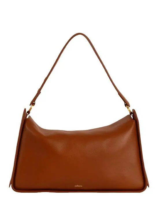 ESTHERA 10am Maxi Leather Shoulder Bag - Caramel
