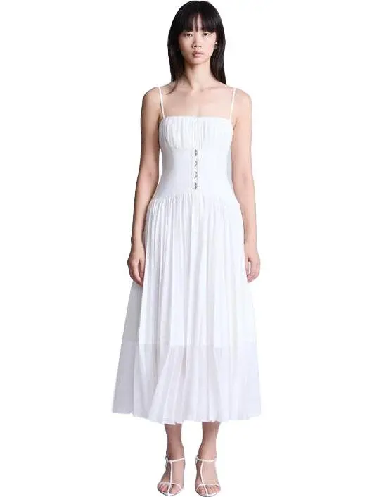 Bcbgmaxazria Sara Dress Cotton Blend Midi - White