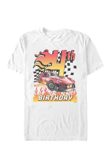 HOT WHEELS Gt Scorcher 4th Birthday Graphic T-shirt - White