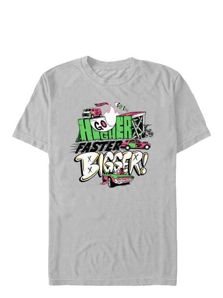 HOT WHEELS Go Higher Faster Bigger Short Sleeve Graphic T-shirt - Ice Grey