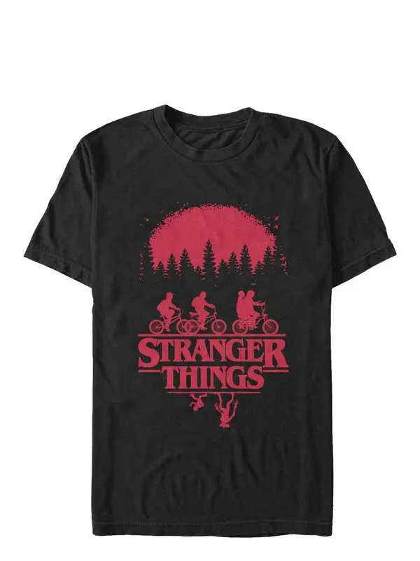 STRANGER THINGS Netflix Upside Down Poster Short Sleeve Graphic T-shirt - Black
