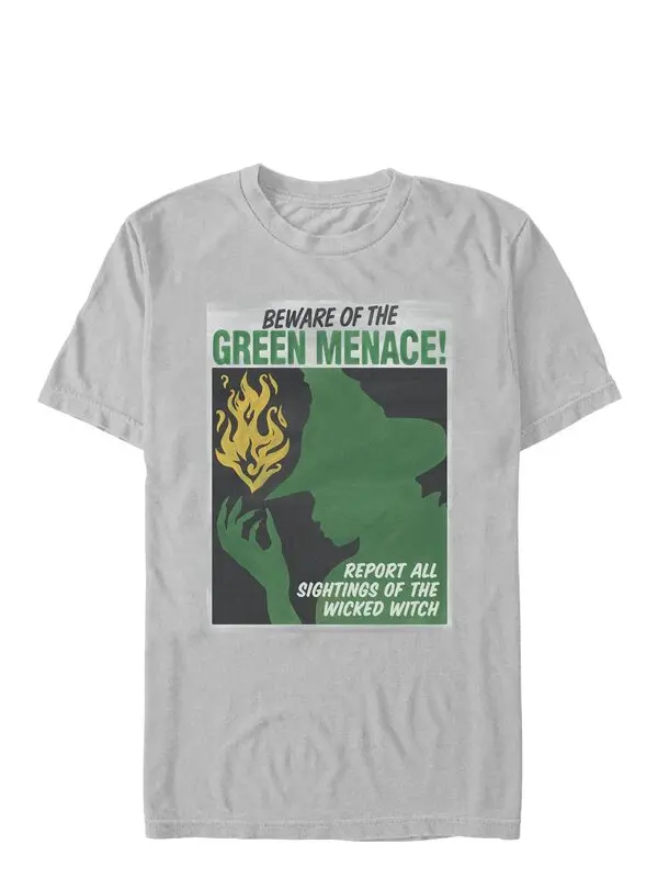 WICKED: FOR GOOD Wicked For Good Elphaba Beware Of The Green Menace Graphic T-shirt - Ice Grey