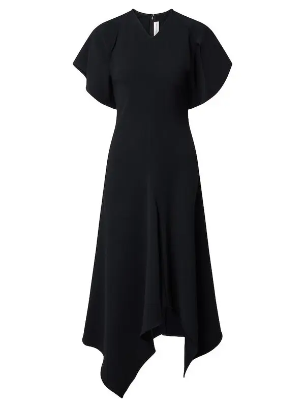 Victoria Beckham Asymmetric Draped Cady Midi Dress - Black