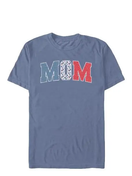 MINNIE MOUSE Mom Three Collegiate Patterns Graphic T-shirt - Blue Jean