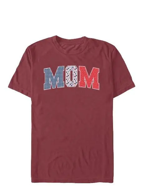 MINNIE MOUSE Mom Three Collegiate Patterns Graphic T-shirt - Brick