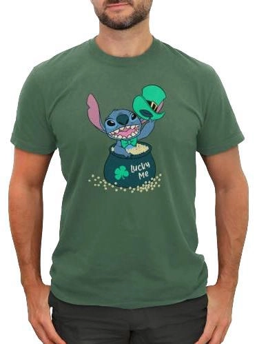 LILO & STITCH St. Patrick's Day Stitch Lucky Me Pot Of Gold Short Sleeve Graphic T-shirt - Light Green