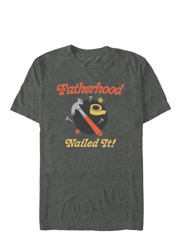 LOST GODS Fatherhood Nailed It Short Sleeve Graphic T-shirt - Dark Heather