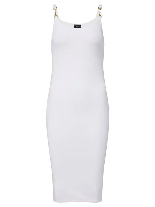 Gucci Horsebit Jersey Midi Dress - White