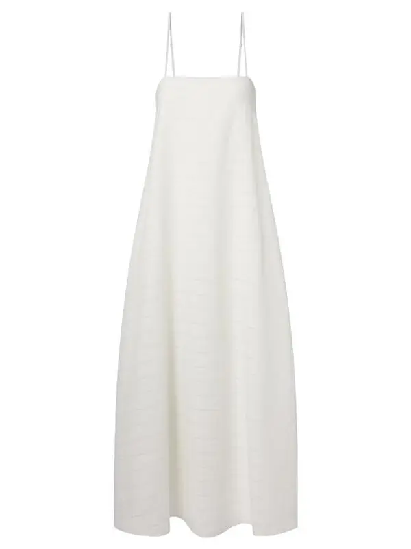 Asceno Checked Linen And Cotton Maxi Dress - White