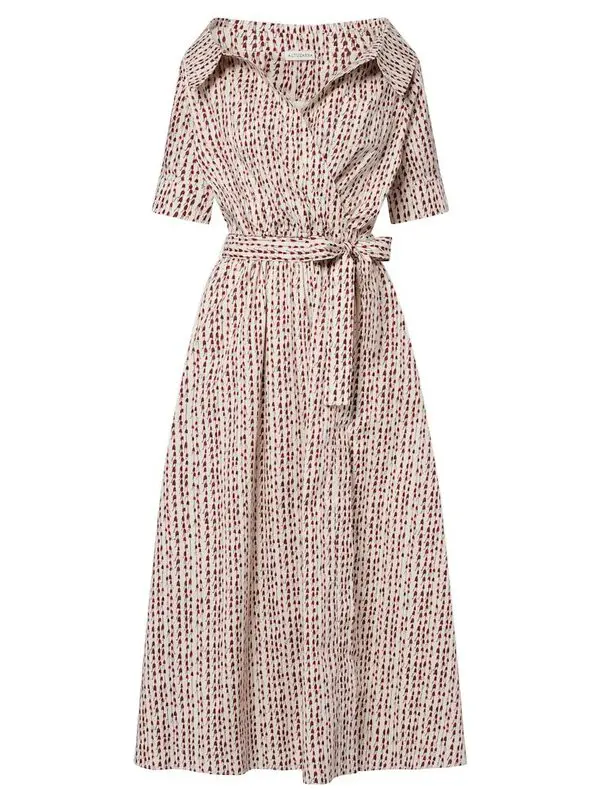 Altuzarra Lydia Printed Cotton-blend Wrap Dress - White