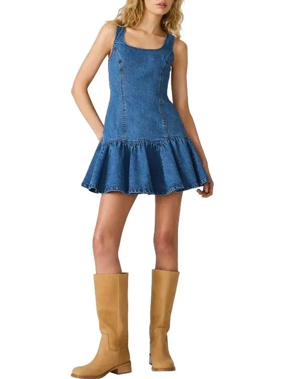 Steve Madden Tiered Denim Minidress - Imperial Blue