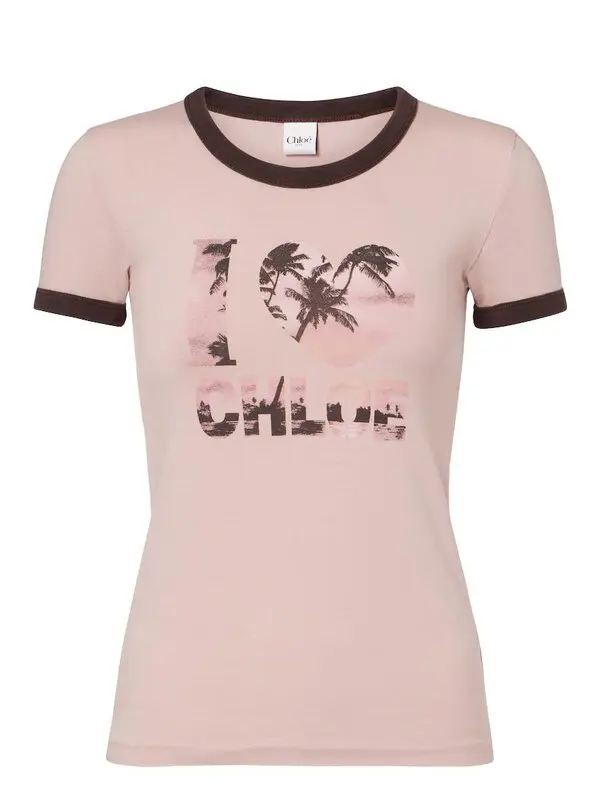 Chloé Printed Cotton T-shirt - Pink