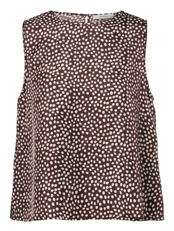 Asceno Sofia Silk Twill Top - Brown