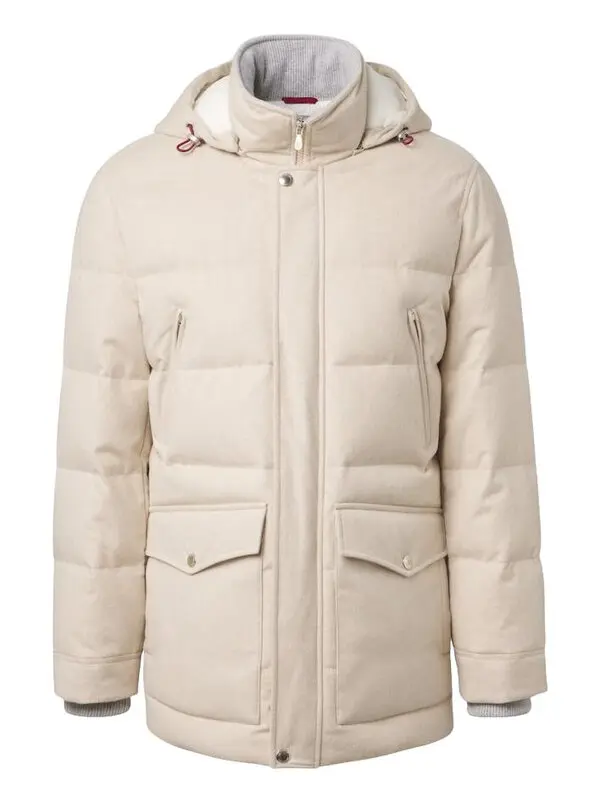 Brunello Cucinelli Wool Flannel Down Parka - Beige