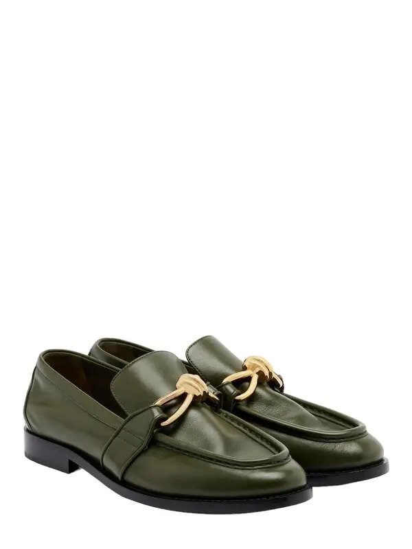Bottega Veneta Astaire Knot Leather Loafers - Green