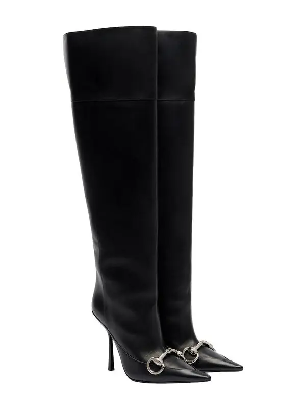 Gucci Boulevard Horsebit Leather Knee-high Boots - Black