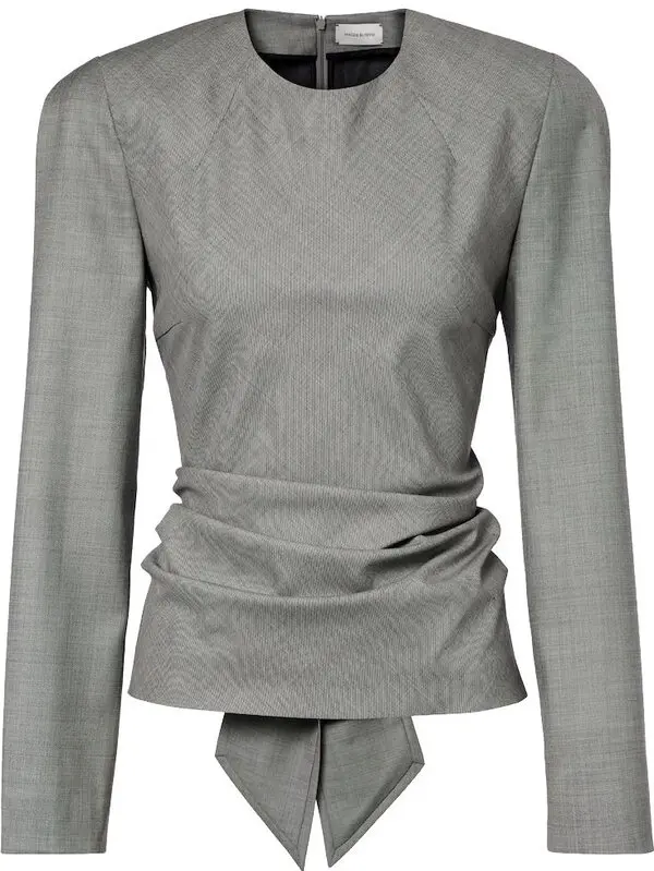 Magda Butrym Draped Wool Blouse - Grey