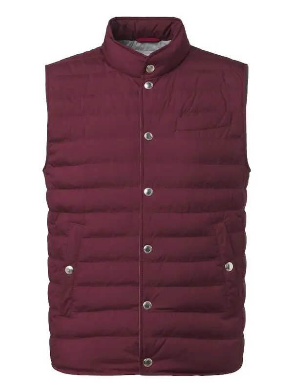 Brunello Cucinelli Technical Down Vest - Burgundy