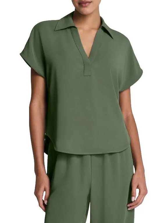 Spanx Oversize Short Sleeve Collared Shirt - Eucalyptus