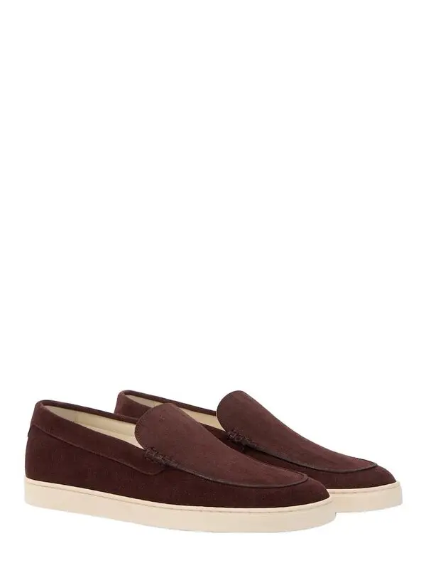 Brunello Cucinelli Chevron Suede Slip-on Shoes - Brown