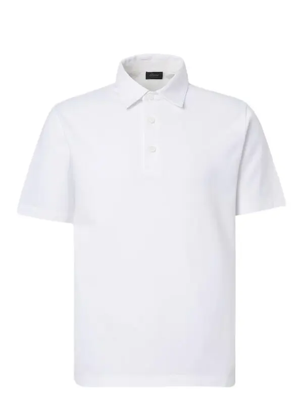 Brioni Cotton Piqué Polo Shirt - White