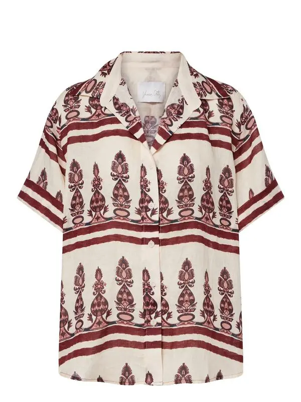 Johanna Ortiz Printed Linen Shirt - Beige