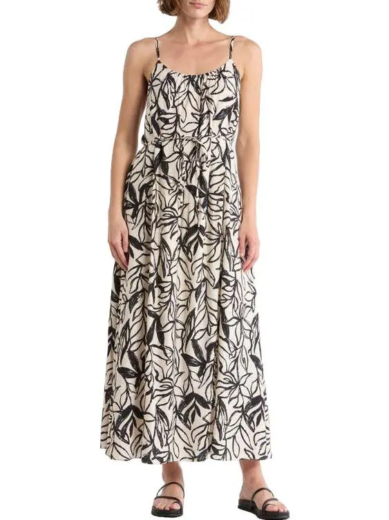 Sam Edelman Sleeveless Floral Print Maxi Dress - Black/cream