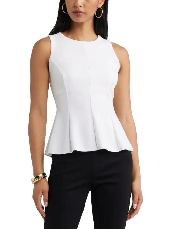 OPEN EDIT Crewneck Flared Tank - White