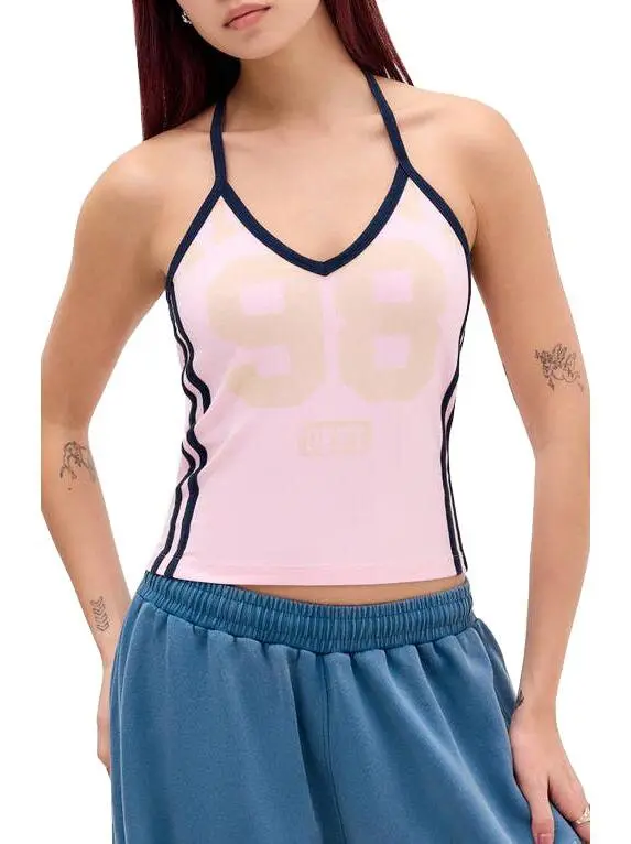BDG URBAN OUTFITTERS Graphic Halter Top - Pink