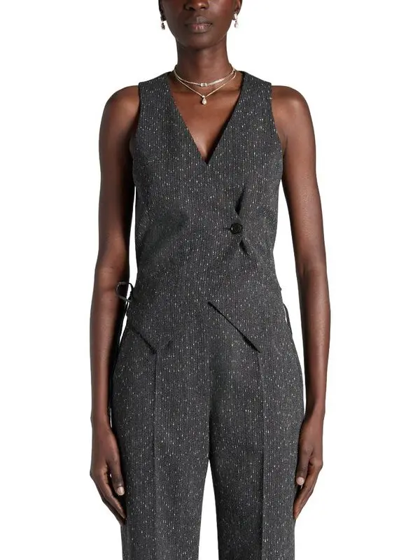 Alexander McQueen Lace-up Wool Blend Slub Vest - Grey