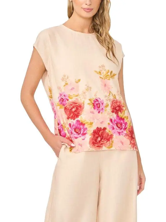 Halogen Floral Print Relaxed Fit Top - Buttercream