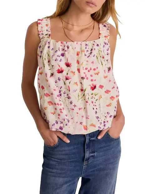 Mint Velvet Floral Print Bubble Hem Top - Pink