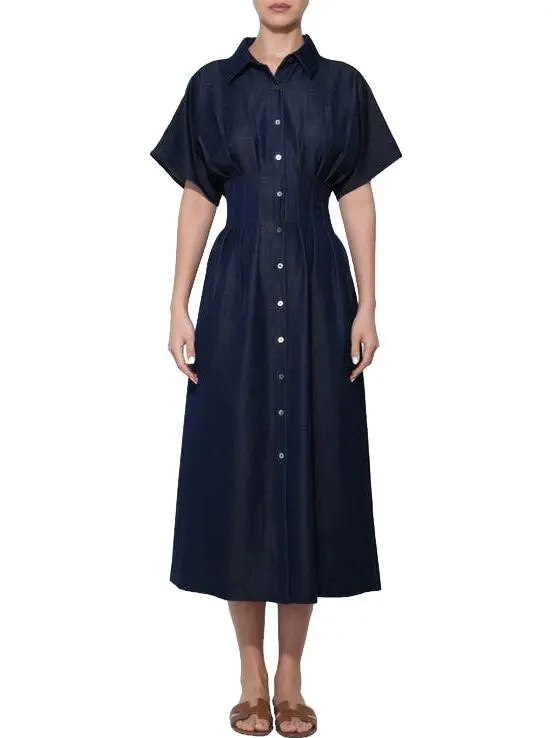 Adelyn Rae Audrey Denim Shirtdress - Denim Blue