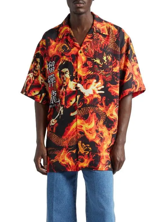 LU'U DAN Sleeve Button-up Shirt - Flame