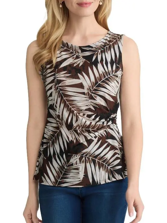 Jones New York Side Pleat Scoop Neck Tank - Fudge Multi